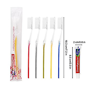 skourvut Disposable Toothbrushes with Toothpaste Individually Wrapped 5 Colors Bulk Toothbrush and Toothpaste 10g for Homeless,Shelter,Air Bnb/Hotel/Guest Apartment (30)