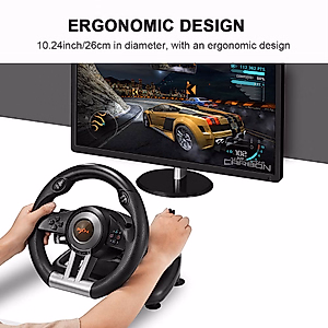 PXN PC Racing Wheel, V3II 180 Degree Universal Usb Car Sim Race Steering Wheel with Pedals for PS3, PS4, Xbox One, Xbox Series X/S, Nintendo Switch (Black)