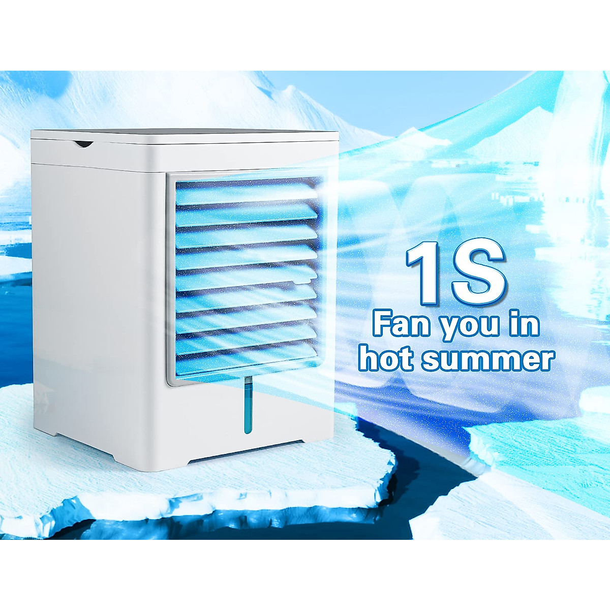 Off Paper Personal Air Conditioner Mini AC, 3 Speeds 450ML Water Tank Room Evaporative Air Cooler Cooling Fan with Timer, Aromatherapy Notch, Spray Function, Portable AC Units for Rooms and Office