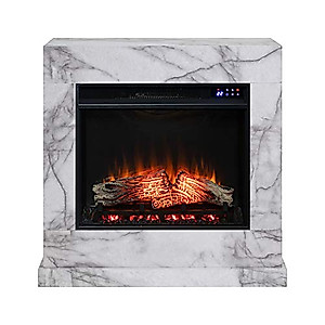 SEI Furniture Dendale Faux Marble Electric Fireplace, New White-Gray Veining