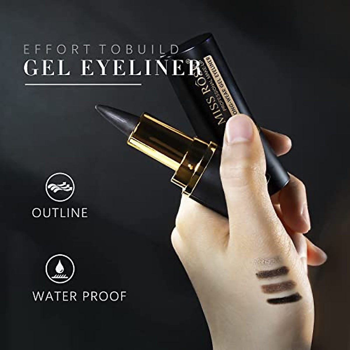 UNIFULL 4 color Gel Eyeliner, Cream Eyeliner Tool Smudge Proof Eyeliner Pencil Matte Black Eyeliner Pencil Tattoo Eyeliner Pen Eyeliner Gel Stick Makeup Eye-liners for Women(4 color)