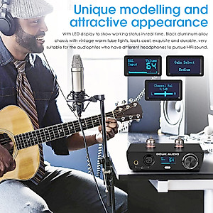 Douk Audio H2 Vacuum Tube Balanced Headphone Amplifier Amp with XLR, RCA, 6.35mm Ports and LED Display for Desktop Home Audio