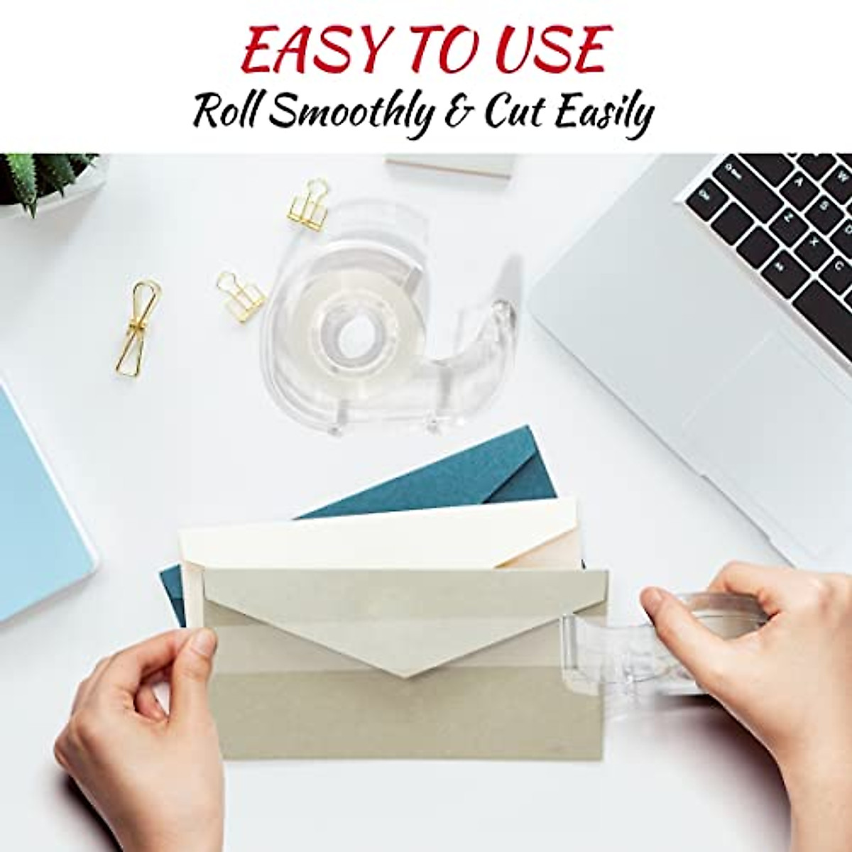 Clear Tape Rolls-Transparent Tape with Dispensers-Gift Wrap Tape Gift Tape Rolls for Home Store School-7/10 X 1000 Inches 16 Packs