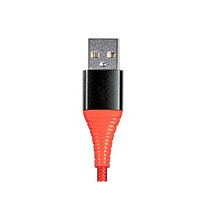 Monoprice USB 2.0 Type-C to Type-A Charge & Sync Cable - Nylon-Braided, 6 Feet, Red - AtlasFlex Series