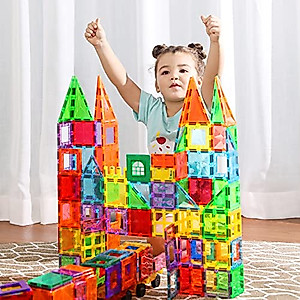 MagHub Magnet Toys Magnetic Tiles, 65 PCS Magnetic Building Blocks Set Learning Educational Toys for Boys Girls Preschool Educational Construction Kit Magnet Stacking Toys for Kids Toddlers Children
