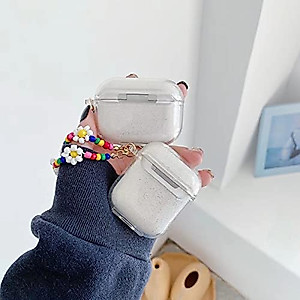 Cute Airpod Pro Case Smile Sun Flower Bracelet Design Soft Silicone Clear Glitter Protective Cover for Airpods Pro Case