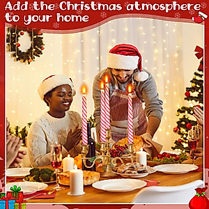 Tujoe 12 Pcs Christmas Taper Candles 10 Inch Tall Red and White Stripes Candles Long Burning Candles Christmas Decoration Christmas Candle for Christmas Dinner Xmas Party Table Decoration