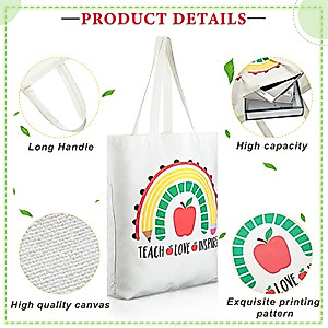 Saintrygo 2 Pack Teacher Canvas Totes Bag Teacher Appreciation Gifts Reusable Teacher Gift Bag for Back To School Supplies (Love Teacher)