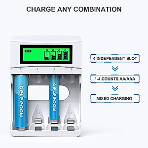 Deleepow AAA Rechargeable Batteries 1100mAh 1.2V nimh AAA Rechargeable Batteries 8-Pack 1200Cycles with USB LCD Charger