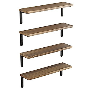 You Have Space Cappado Floating Shelves for Bathroom Decor, 17”x 4.5" Bookshelf, Storage Shelves for Living Room, Kitchen, Bedroom, Laundry, Burnt, Set of 4