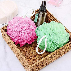 Cosywell Bath Sponges Bath Loofahs Mesh Pouf Shower Wash Ball Large 5 Packs 60g Each Soft Eco-Friendly for Men& Women Cleanse, Smooths Skin, Exfoliating