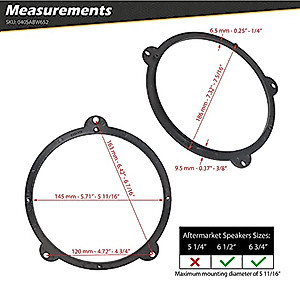Scosche Compatible with Select 1999 to 2010 BMW 3-Series 6.5” or 6.75" Speaker Adapters for Front Doors (1 Pair) SABW652