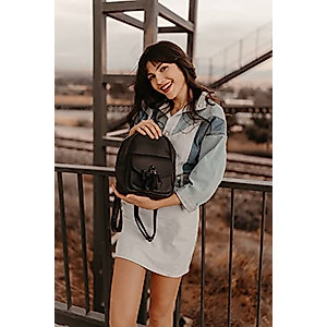 ECOSUSI Mini Backpack for Women Cute Bowknot Small Backpack Purse Girls Leather Bookbag Ladies Satchel Bags,with Charm Tassel