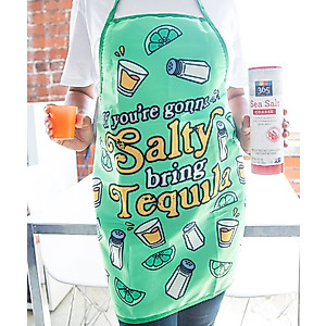 Crazy Dog T-Shirts If You're Gonna Be Salty Bring Tequila Apron Funny Drinking Margarita Kitchen Smock Funny Graphic Kitchenwear Cinco De Mayo Funny Food Novelty Cookware Green Apron