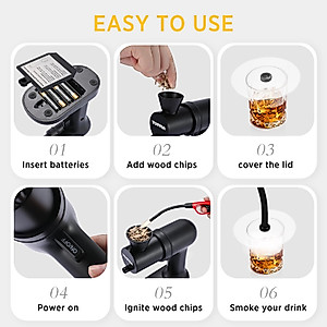 Tuffen Cocktail Smoker, Wood Chips Smoke Infuser, Smoking Gun Food Smoker, Portable Cold Smoke Generator for Drinks and Food, Gifts for Men Dad, Mom, Husband, and Cooking Enthusiast