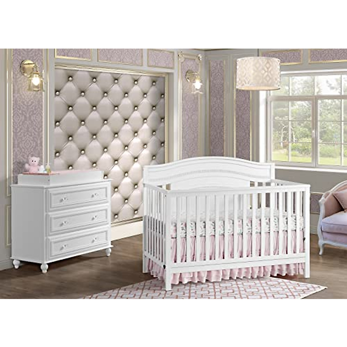 Oxford Baby Briella 4-in-1 Convertible Crib, White, GreenGuard Gold Certified