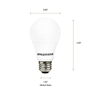SYLVANIA LED Light Bulb, 75W Equivalent A19, Efficient 12W, Medium Base, Frosted Finish, 1100 Lumens, Soft White - 1 Pack (79291)