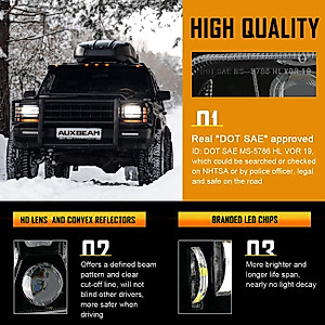 Auxbeam 5x7 7x6 Inch Led Headlights with High Low Beam H6054 6054 Led Rectangular Headlight Compatible for Jeep Wrangler YJ Cherokee XJ GMC Replacement H5054 H6054LL 69822 6052 6053 (Black)