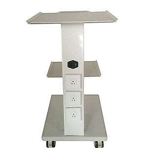 DNYSYSJ Lab Trolley,Multi-Function Metal Mobile Trolley w/Built-in Socket,3 Layers Tray Rolling Clinic Cart,360° Silent Rolling Wheels for Lab Clinic Salon