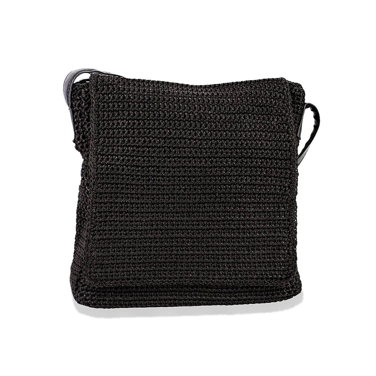 Rising Phoenix Industries Cute Black Crochet Crossbody Bag with Zipper and Flap Closure, Boho Style Handbag Purse with Faux Leather Strap