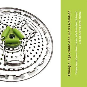 Vegetable Steamer Basket, Stainless Steel Folding Steamer with Extending Removable Center Handle Insert for Veggie Seafood Cooking to Fit Various Size Pot(5.1" to 9")