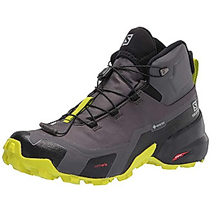 Salomon Cross MID Gore-TEX Hiking Boots for Men, Magnet/Black/Lime Punch, 12