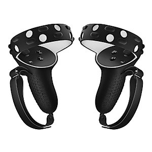 TNP Controller Grips for Oculus Quest 2 / Meta Quest 2 Knuckle Strap Black VR Touch Controller Hand Grip Cover Protector Sleeve with Anti-Throw Adjustable Straps