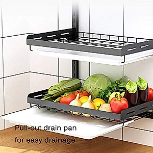 FEHUN Sinks,3-Layer Wall-Mounted Dish Drying Rack，Kitchen Rack,201 Stainless Steel Kitchen Dish Rack Drain Rack with Drain Tray