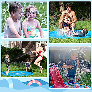 KingsDragon Splash Pad for Kids, 68" Sprinkler Outdoor Summer Swimming Wading Water Toys for Dogs Toddlers Kiddie Baby, Sprinkle & Splash Inflatable Pool Play Mat Gifts for 3-12 Year Old Boys Girls