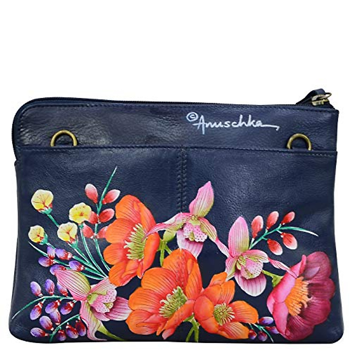Anuschka Women’s Genuine Leather Three-In-One Clutch - Hand Painted Exterior - Moonlit Meadow