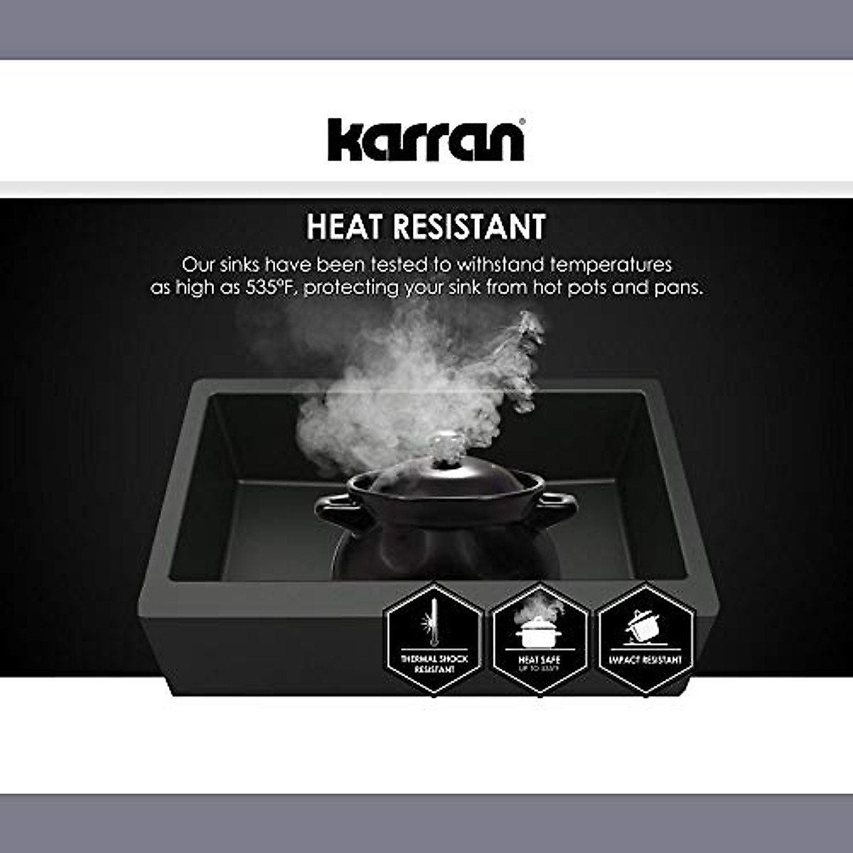 Karran Farmhouse/Apron-Front Quartz Composite 34 in. Double Offset Bowl Kitchen Sink in Brown