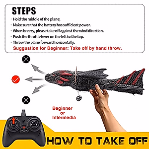 ANTSIR RC Plane for Kids, 2 Channel Remote Control Dragon Airplane with Gyro System, Flying Dino Toy Gift for Beginners Learning to Fly