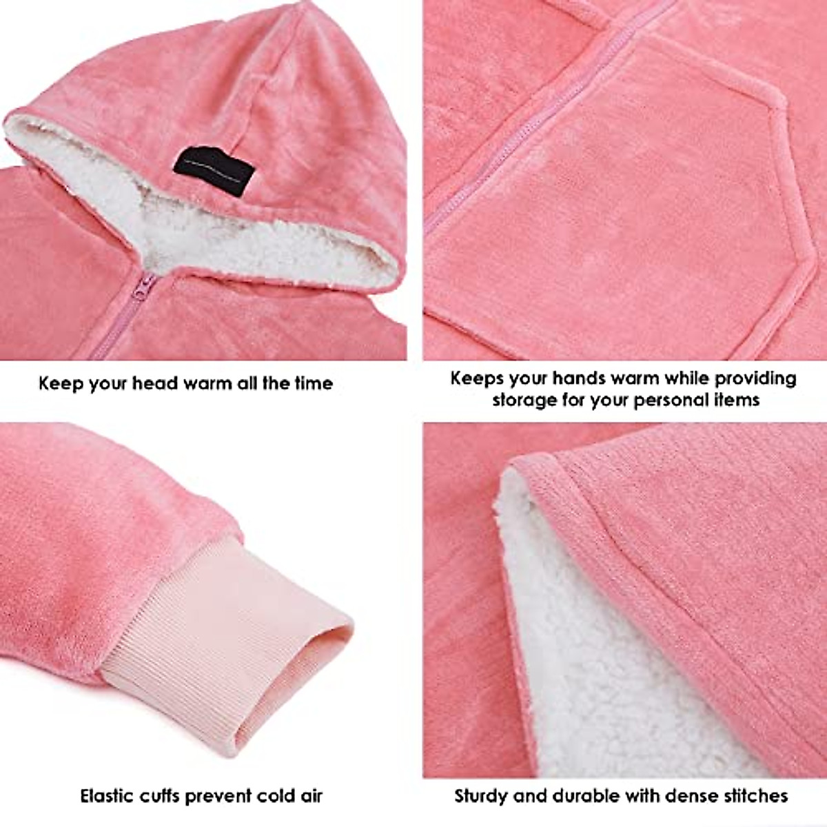 JOYWOO Wearable Blanket Hoodie, Oversized Hoodie Sweatshirt Blanket for Adults Women Men, Gift, Cozy and Fuzzy Sherpa Hoodie Blanket with Zipper and Giant Pocket