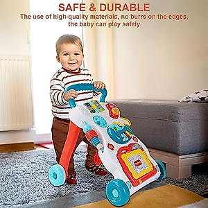 Hiitytin Sit-to-Stand Learning Walker, Baby Push Walkers and Activity Center, Walker Push Toy with Wheels for Babies 6-12 Months, Baby Walking & Music Learning Toy Gift for Infant Boy Girl 1-3