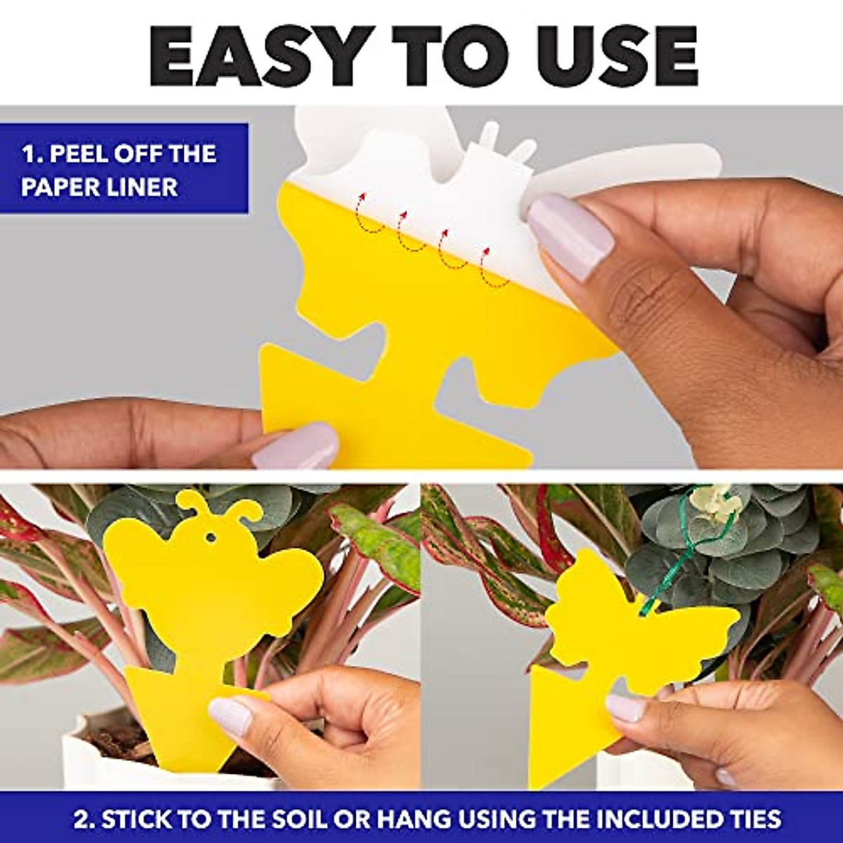 Fungus Gnat Sticky Traps For Plants. 16 Pack Gnat Traps with Ties. Yellow Sticky Traps for Gnats, Bugs, Flying Insects. Outdoor Gnat Killer For House. Knit Sticky Fruit Fly Traps for Indoor Houseplant