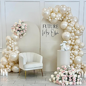 Pearl White Balloons Arch Double-Stuffed White Balloons Garland Ivory Balloon Different Sizes 18/12/10/5inch 61pcs Cream Beige Latex Balloons for Wedding Bridal Birthday Anniversary Decorations