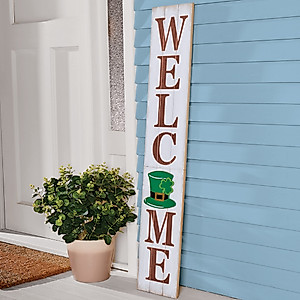 Collections Etc 8-Piece Vertical Multi-Season Wooden Welcome Sign Decor with Magnetic Backing - Seasonal Outdoor Home Decoration for Front Porch, Door, Wall - 46" x 8"