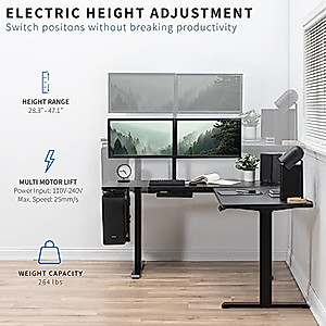 VIVO Electric Multi-Motor Height Adjustable Corner 3 Leg Standing Desk Frame, Frame Only, Sit Stand Ergonomic L Frame with Push Button Controller, Black, DESK-V123EB