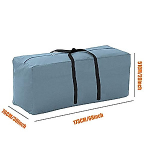 Yolaka Outdoor Patio Furniture Seat Cushions Storage Bag with Zipper and Handles 68x30x20 Inches Gray Waterproof