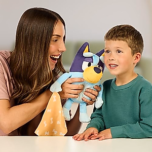 Bluey Sleepy Time 13 Inch Plush with Blanket, Press Tummy to Hear 7 Fun Phrases, Sing Along to The Theme Song, So Soft Made with Deluxe Fabrics and Detailed Stitching | Amazon Exclusive