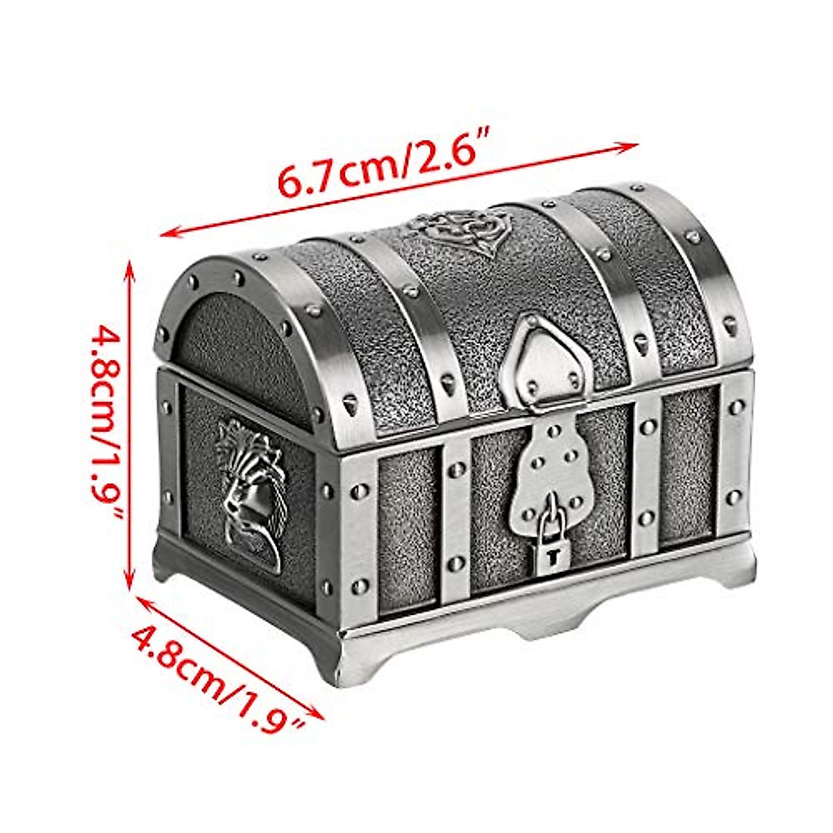 Hipiwe Vintage Metal Jewelry Box Treasure Trinket Chest,Smal Ring Earrings Necklace Keepsake Gift Holder Case for Girls Ladies Women (Small)