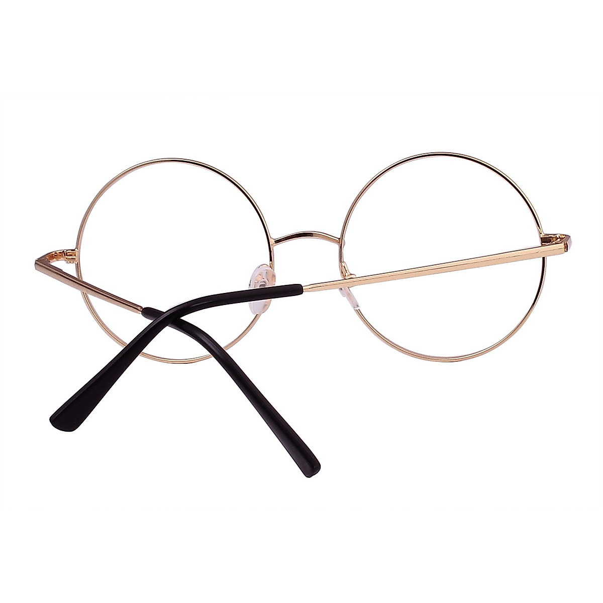 Agstum Retro Round Metal Non-Prescription Eyeglasses Frame with Spring HInge Clear Lens (Gold, (Medium size) 46)