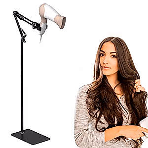 Linkidea Hair Dryer Stand, 360 Degree Rotating Blow Dryer Holder Hands-Free, Adjustable Height Hair Dryer Rack with Heavy Base for Home Salon