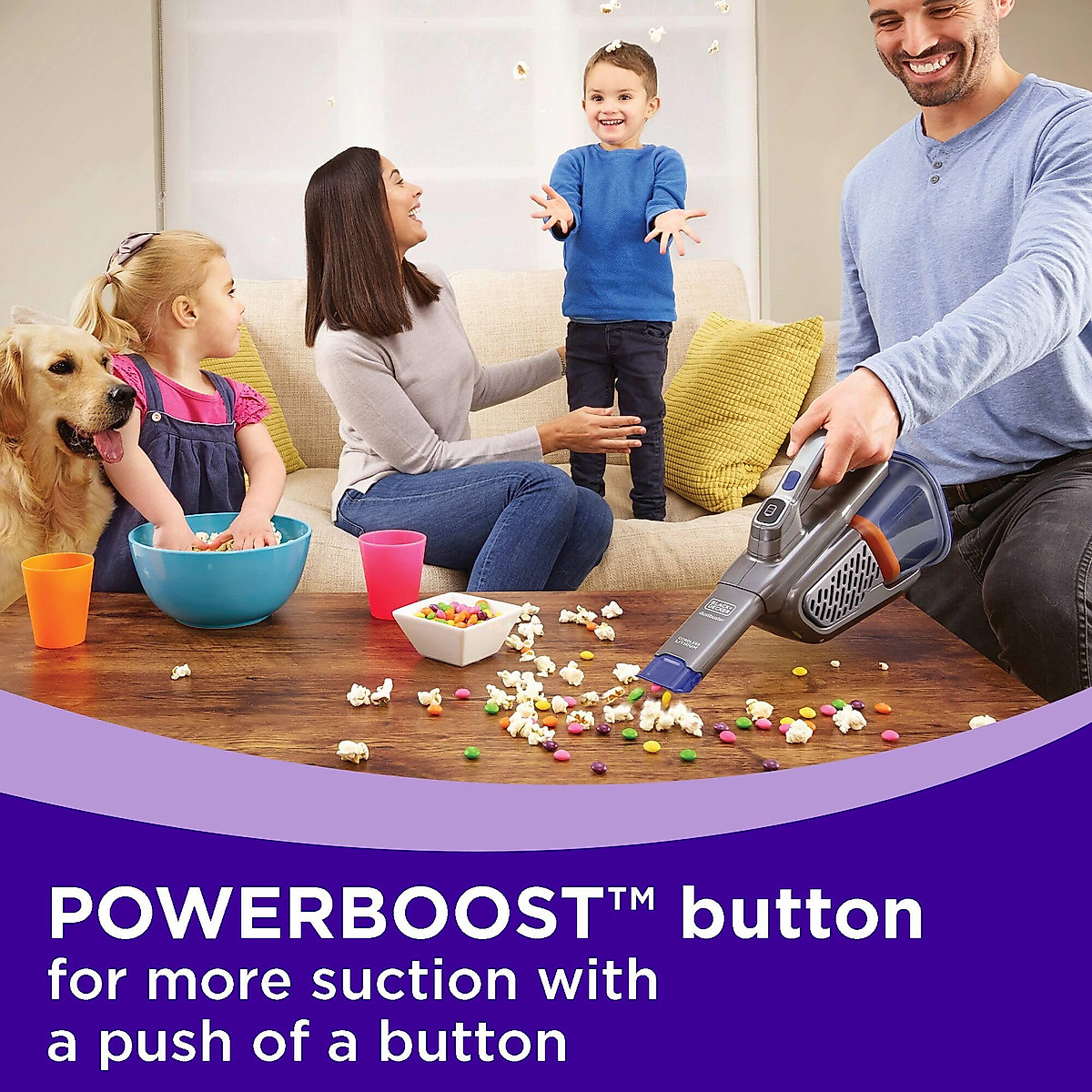 BLACK+DECKER Furbuster Handheld Vacuum for Pets, Cordless, AdvancedClean+, Gray (HHVK515JP07)