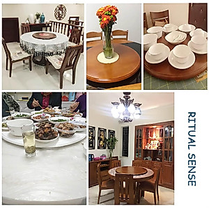 Wood Lazy Susan Turntable Φ24/27/31/35/39/43in, Heat Resistant Rotating Serving Tray, Abrasion Resistant Dining Table Turntable 360° Rotating, Transform Your Dining Experience for Sharing Food Easier