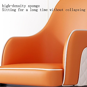 Modern Kitchen Dining Chairs PU Leather Living Room Accent Arm Chairs with Carbon Steel Metal Legs for Home Commercial Restaurants(Orange Coffee)