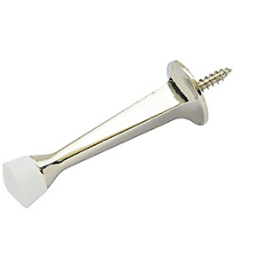 QCAA Rubber Tip Heavy Duty Solid Rigid Door Stop, 3", Zinc Die Cast, Nickel, 5 Pack, Made in Taiwan