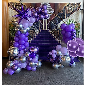 14pcs Purple Foil Balloons Mylar Balloons 22in 15in 10in Purple Balloons Different Sizes Large Metallic Pastel Purple Balloons Chrome Balloons Decor| 360 Degree 4d Round Helium Balloons Purple