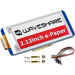 2.13inch E-Ink Display HAT for Raspberry Pi 4B/3B+/3B/2B/Zero/Zero W/WH and Jetson Nano, 212x104 Pixel White Black Red Three-Color SPI Interface No Backlight