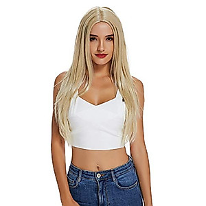 JIASLY Blonde wig For Women Synthetic Hair Long Straight Wigs Free Wig Cap 24 Inches